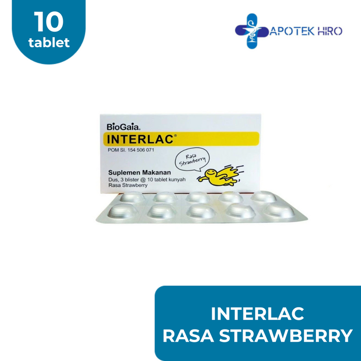 INTERLAC - TABLET KUNYAH - RASA STRAWBERRY – Apotek Hiro